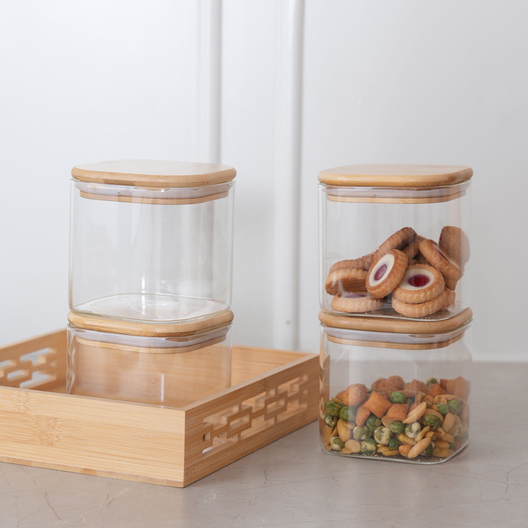 Jar Storage Containers 600ML with Fancy Tray Set of 5 – HOME 360