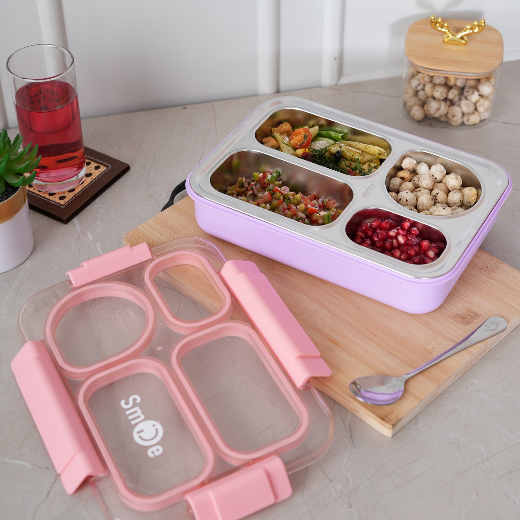 Airtight Square Lunch Box 27x20 CM - Pink – HOME 360