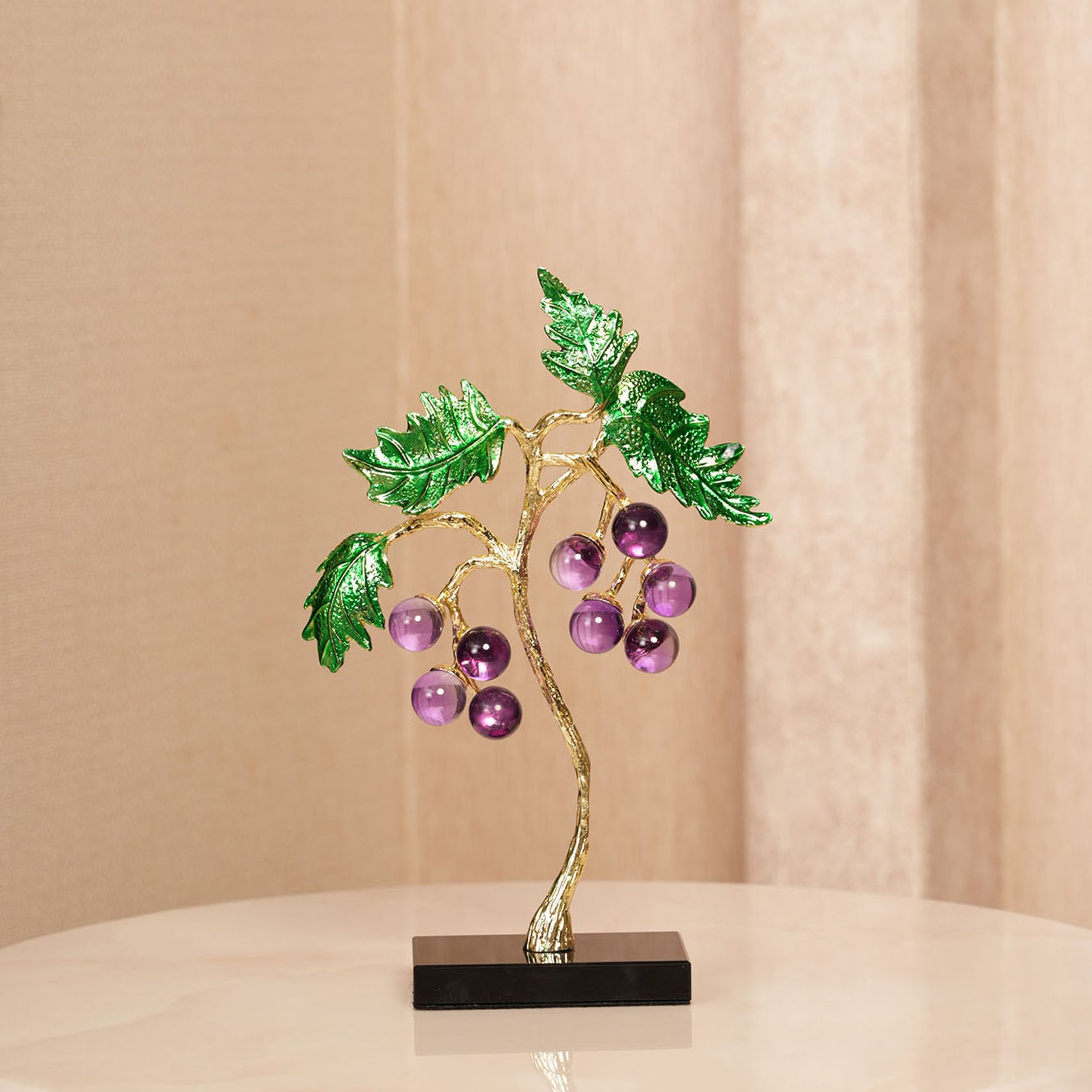 Crystal Grape Cluster with Green Leaves Showpiece – HOME 360