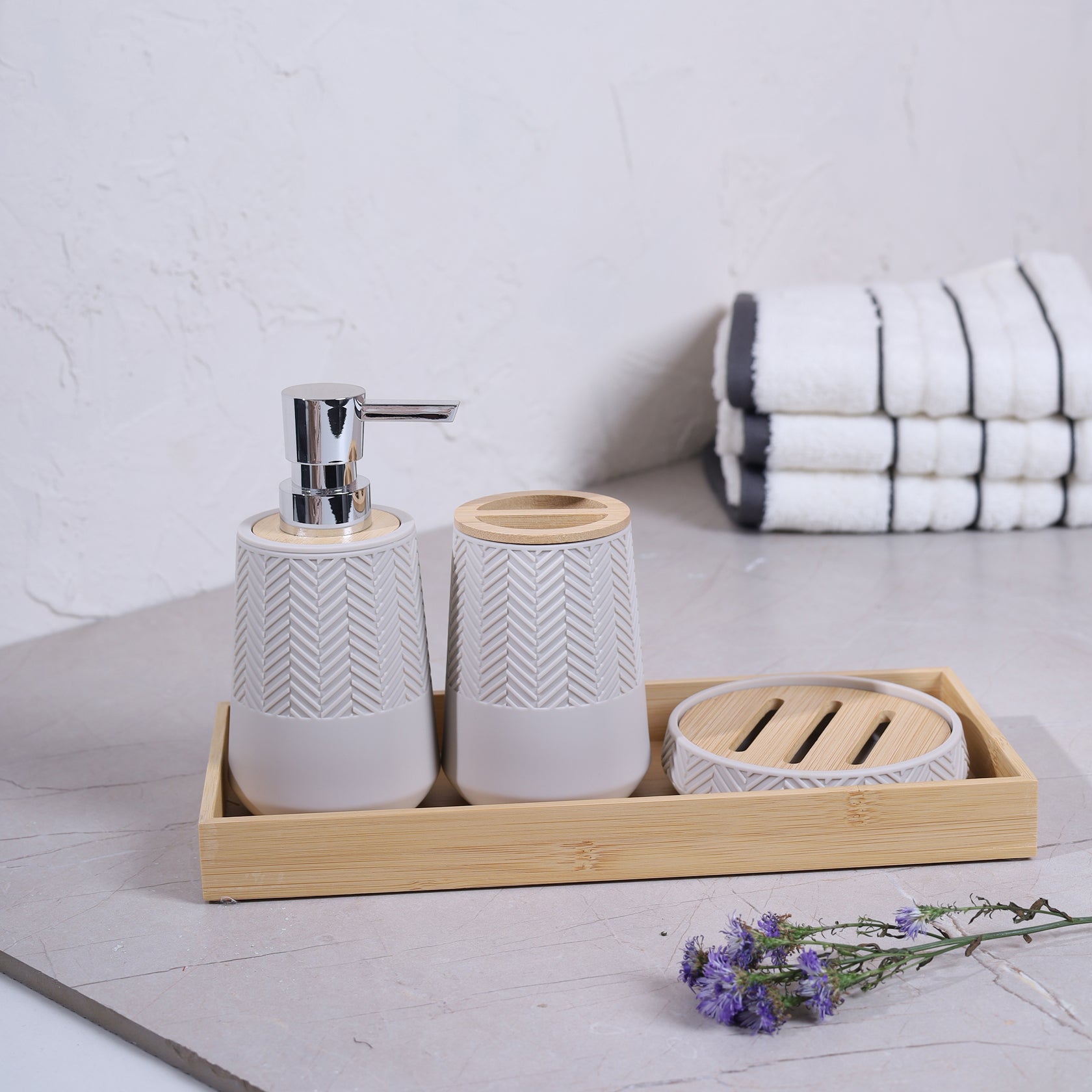 Portofino Bath Set of 4 Pcs - Beige – HOME 360