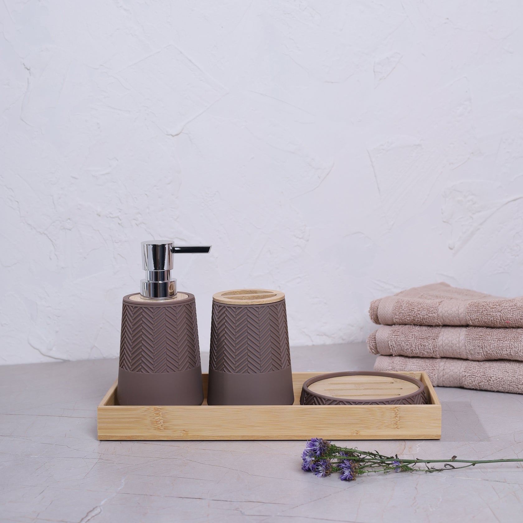 Portofino Bath Set of 4 Pcs - Brown – HOME 360